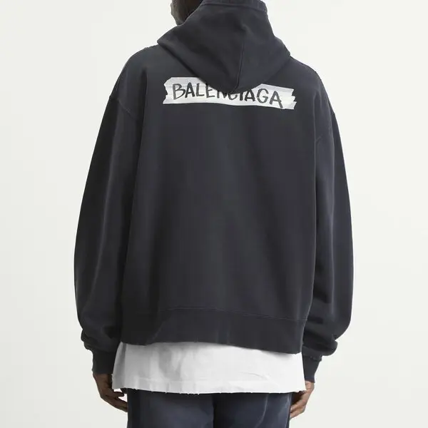 Balenciaga Masking Tape Jersey Zip Up - Faded Washed Black