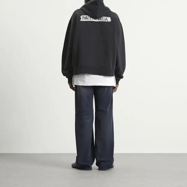 Balenciaga Masking Tape Jersey Zip Up - Faded Washed Black