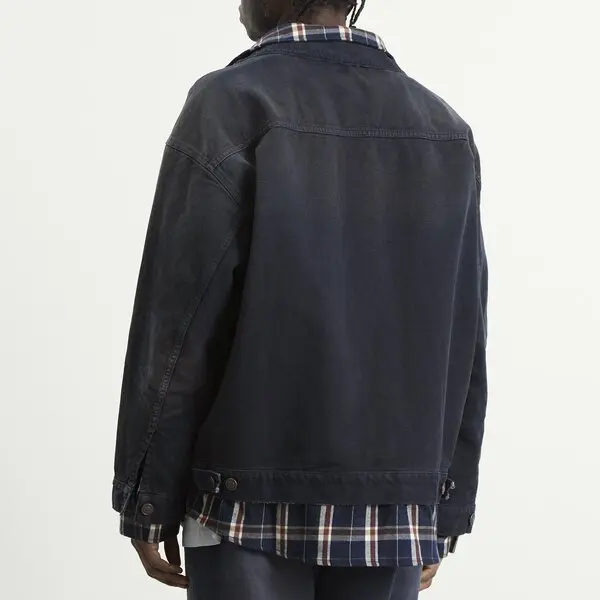 Balenciaga Double Layer Patched Shirt Jacket - Navy/dirty Dark Blue