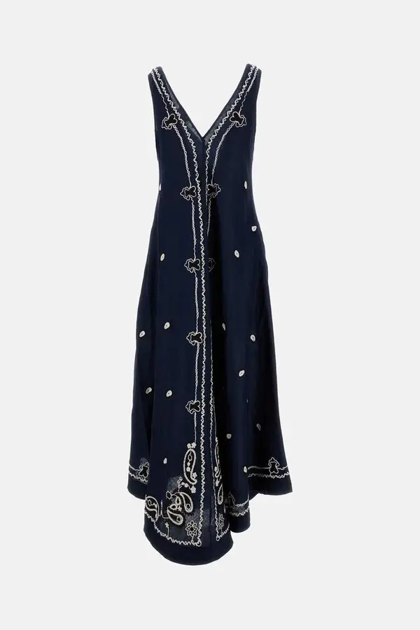 PAROSH Embroidered Linen Dress