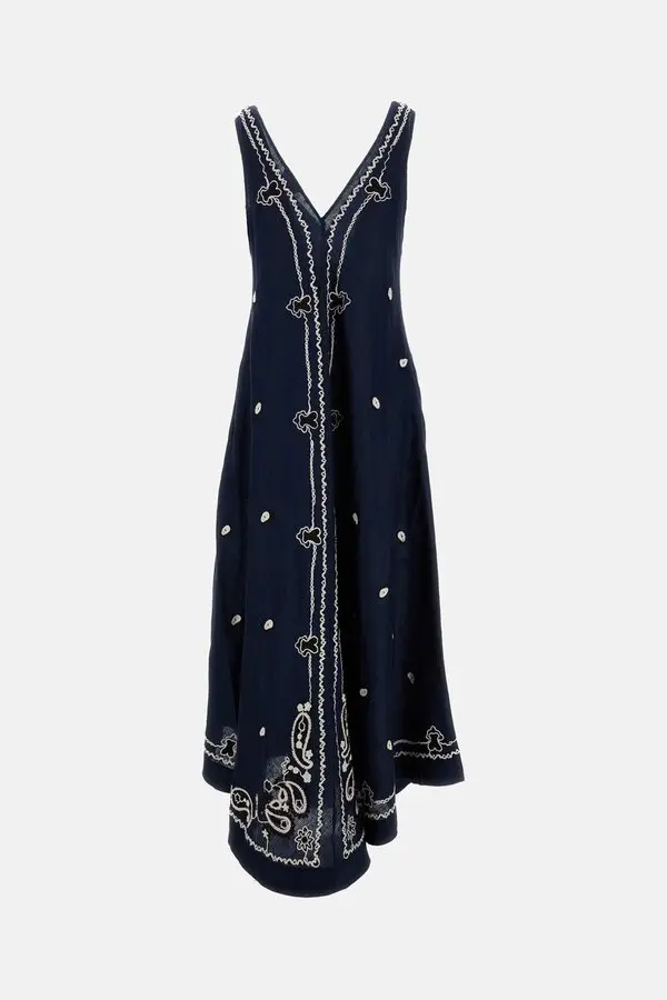 PAROSH Embroidered Linen Dress