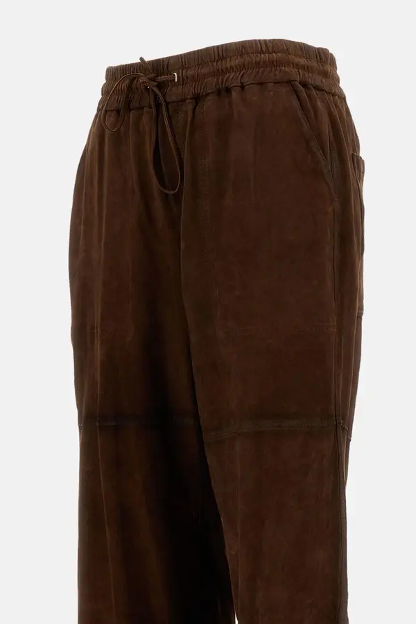PAROSH Suede Trousers With Drawstring Waist