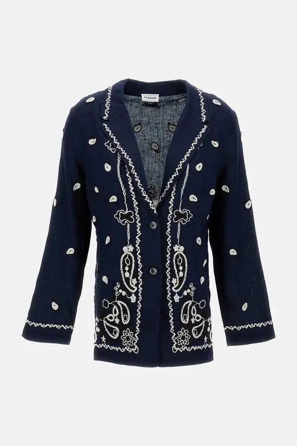 PAROSH Embroidered Linen Jacket