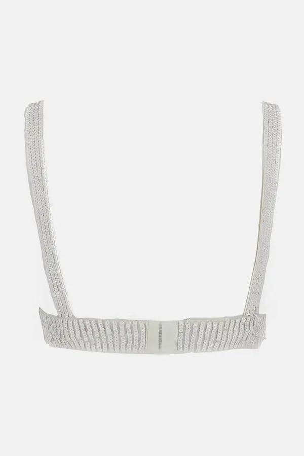 PAROSH Sequin-embellished Bandeau Top