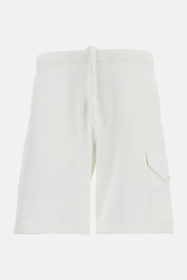C.P. COMPANY Pantaloncino Cargo In Felpa - Bianco