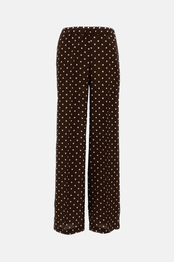 PAROSH Silk Polka Dot Wide-leg Trousers