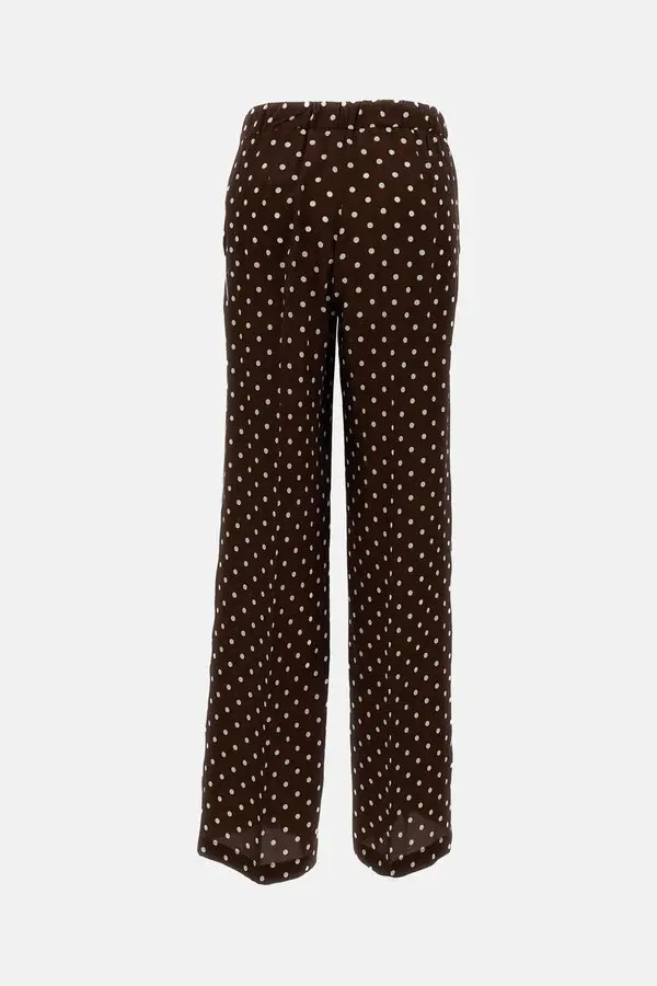 PAROSH Silk Polka Dot Wide-leg Trousers
