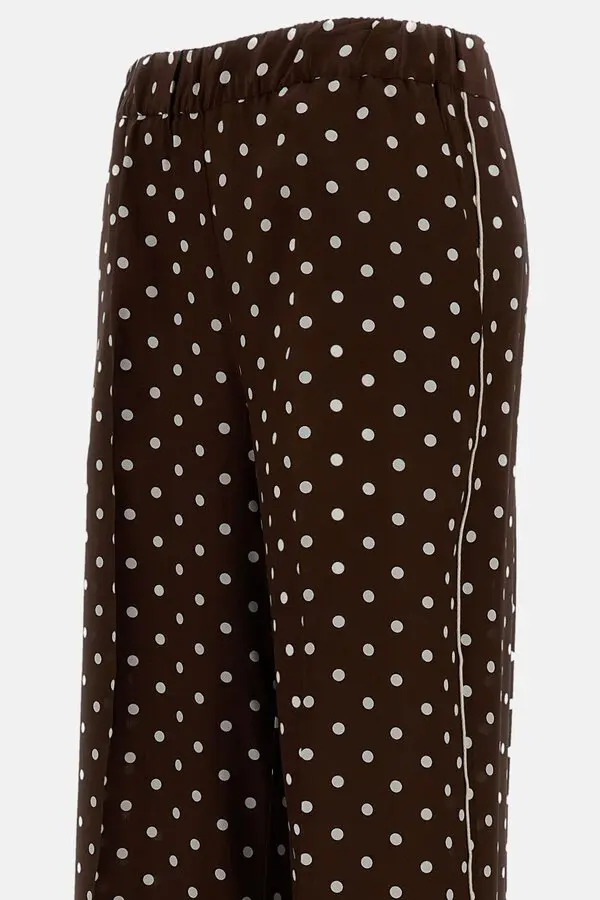 PAROSH Silk Polka Dot Wide-leg Trousers
