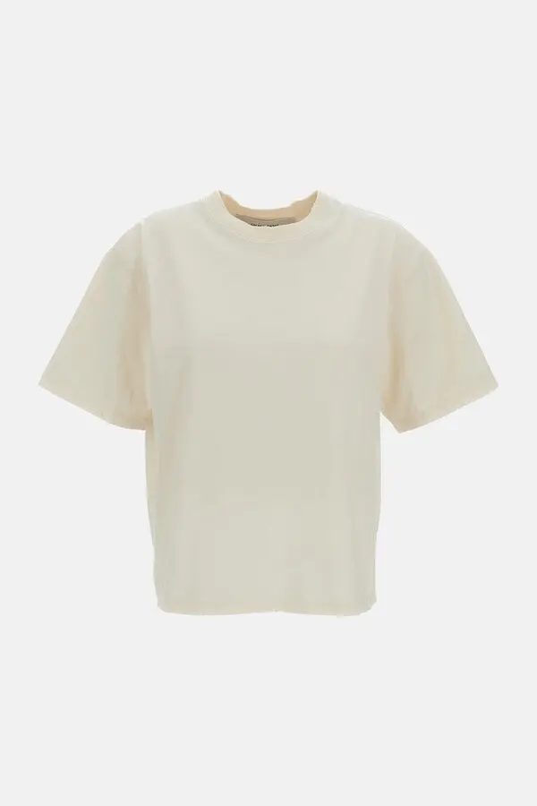 GOLDEN GOOSE Boxi Cotton Jersey T-shirt With Logo Patch - Beige