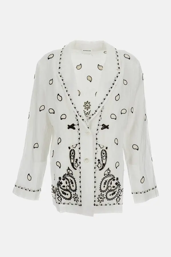 PAROSH Embroidered Linen Jacket - Multicolor