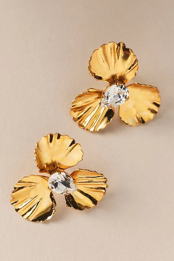 JENNIFER BEHR Caelyn Earrings - Crystal Antique Gold