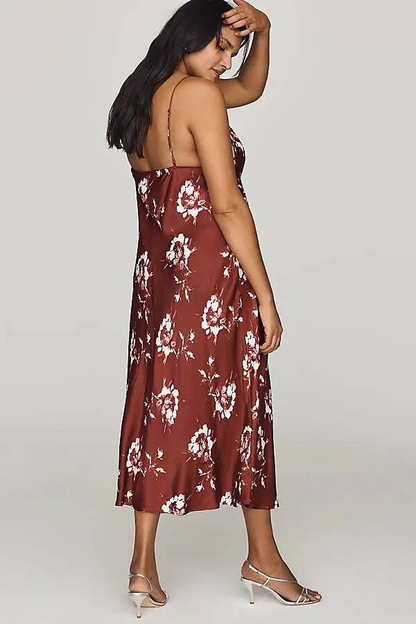 Maeve Clara Scarf-neck Midi Dress - Red Pattern