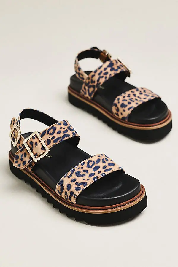 KELSI DAGGER BROOKLYN Leopard Double-strap Sandals