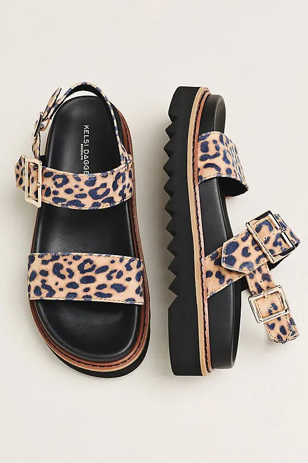 KELSI DAGGER BROOKLYN Leopard Double-strap Sandals