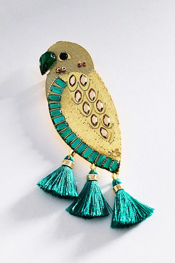 Mercedes Salazar Blue Bird Brooch - Multi