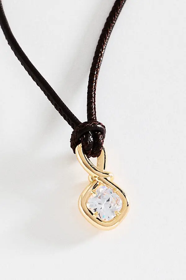 Anthropologie Crystal Pendant Cord Necklace
