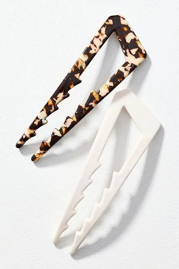 Anthropologie Resin Hair Pin Set - Light Brown