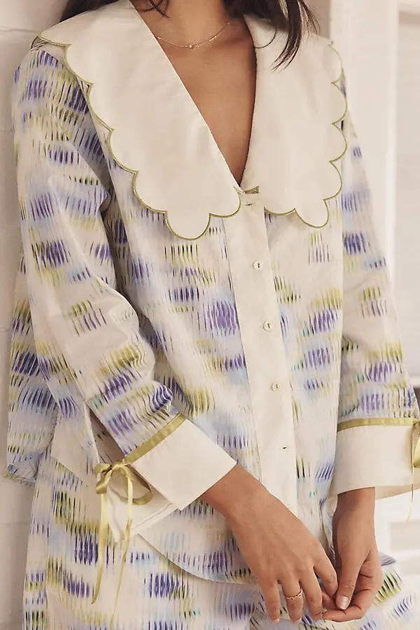 LYREBIRD Scalloped Collar Buttondown Shirt