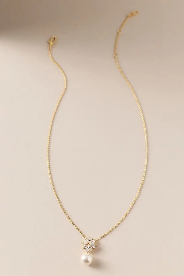 Nadri Chiara Pearl Drop Necklace - Silver