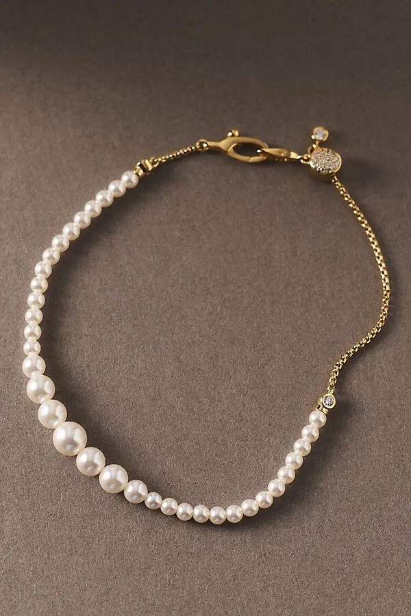 Nadri Siren Pearl Bolo Bracelet - Gold