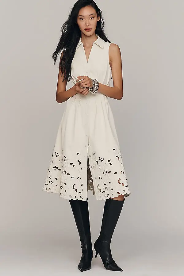 EN SAISON Alitzel Sleeveless Eyelet Midi Dress