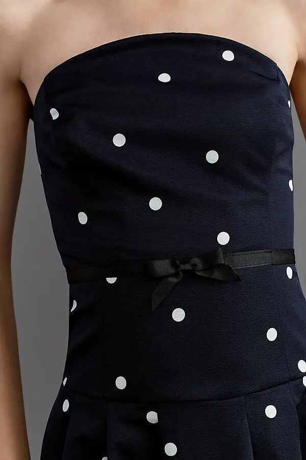 Maeve Strapless Polka Dot A-line Midi Dress