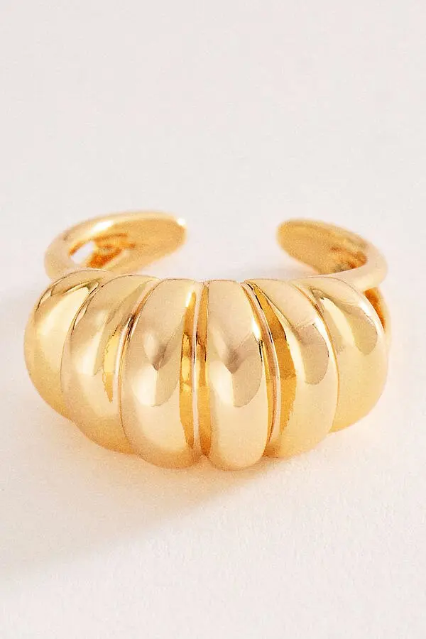 Anthropologie Adjustable Ribbed Ring - Gold