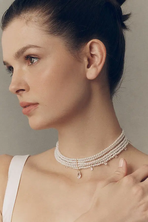 Anthropologie Pearl Drop Choker Necklace