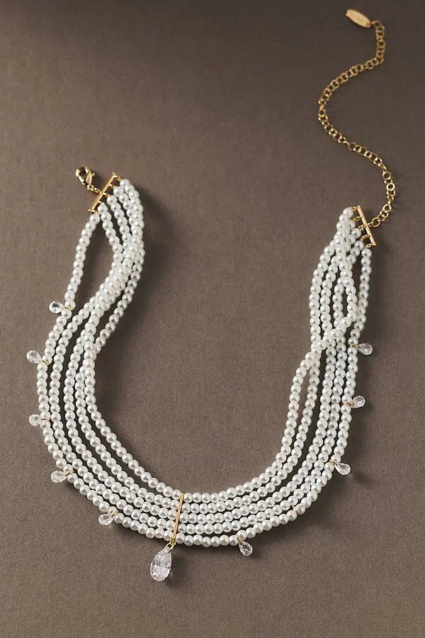 Anthropologie Pearl Drop Choker Necklace