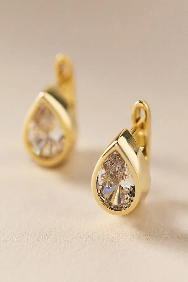 BY ADINA EDEN Crystal Marquise Bezel Huggie Earrings - Gold