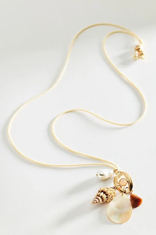 Anthropologie Stone Charm Pendant Necklace - Cream