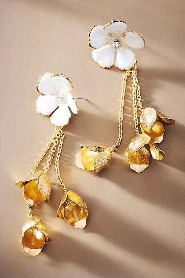 THE PINK REEF Hand-painted Bells Drop Earrings - Gold