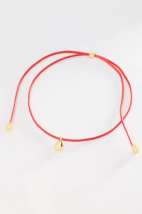 Anthropologie Mini Pendant Cord Necklace - Red/gold