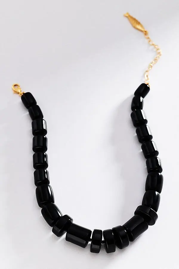 Anthropologie Chunky Resin Beaded Necklace - Black