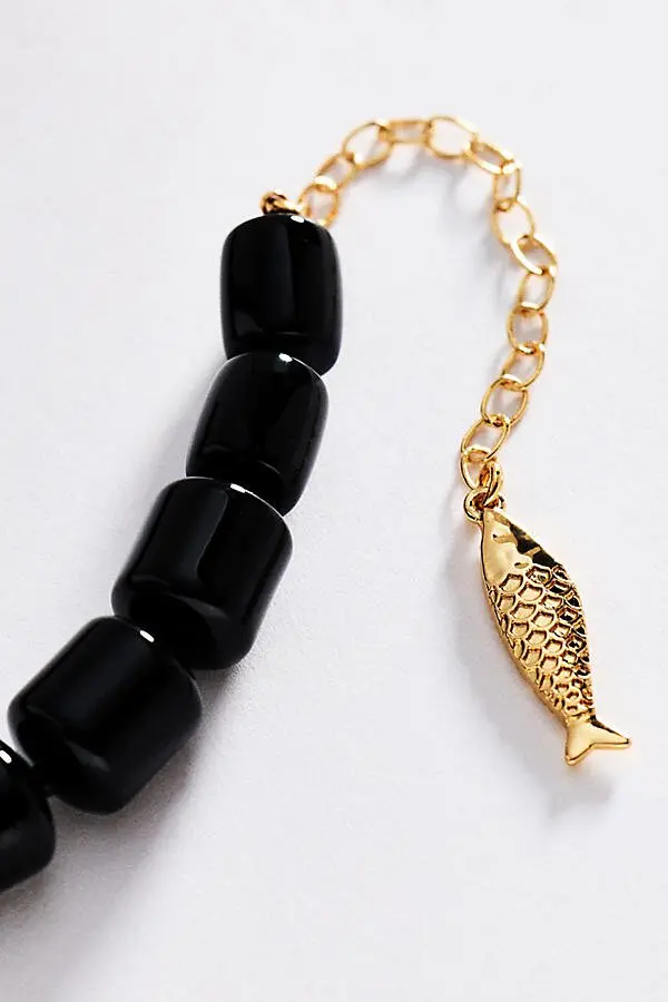 Anthropologie Chunky Resin Beaded Necklace - Black