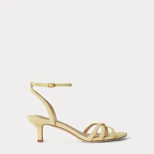Ralph Lauren Kendyl Kitten-heel Suede Sandal - Lemon Sorbet