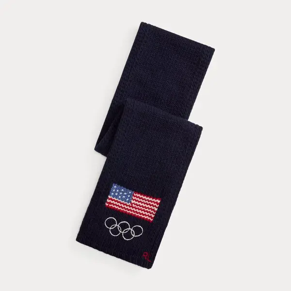 Ralph Lauren Team Usa Flag Wool Scarf - Navy