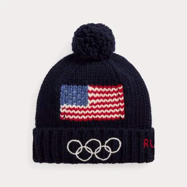 Ralph Lauren Team Usa Flag Wool Beanie - Navy