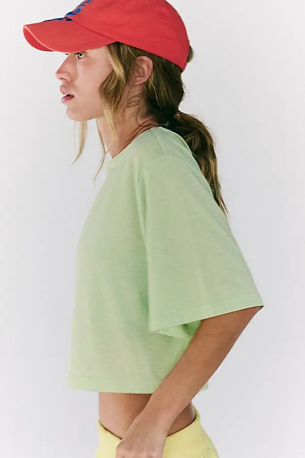 Free People Tempo Cropped Uv Protection Boyfriend Tee - Lemongrass