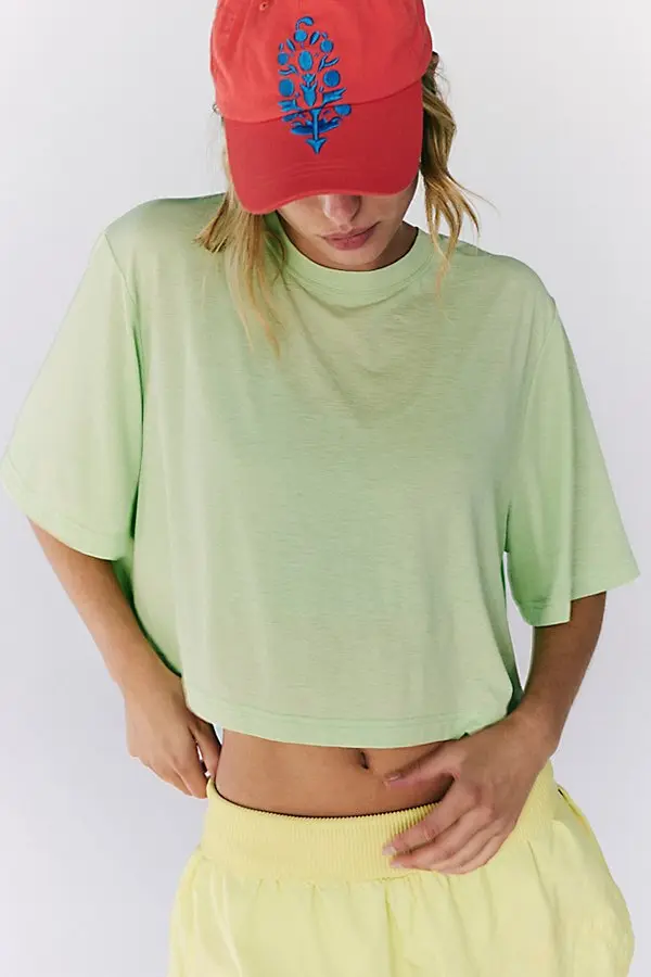 Free People Tempo Cropped Uv Protection Boyfriend Tee - Lemongrass