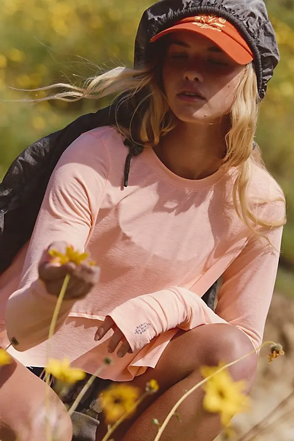 Free People Tempo Uv Protection Long Sleeve Tee - Pastel Peach