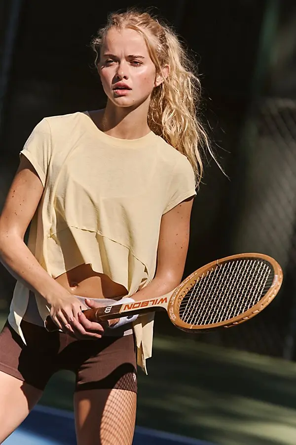 Free People Tempo Uv Protection Short Sleeve Tee - Sunlit Yellow