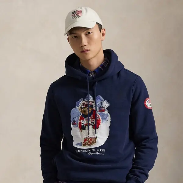 Ralph Lauren Team Usa Polo Bear Fleece Hoodie - Refined Navy