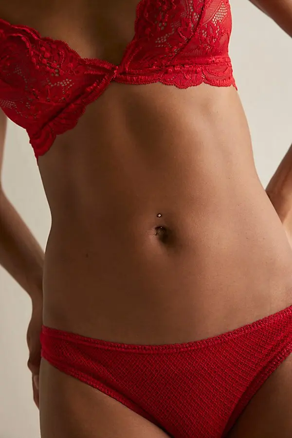 Free People Whisper Pointelle Bikini Undies - Red