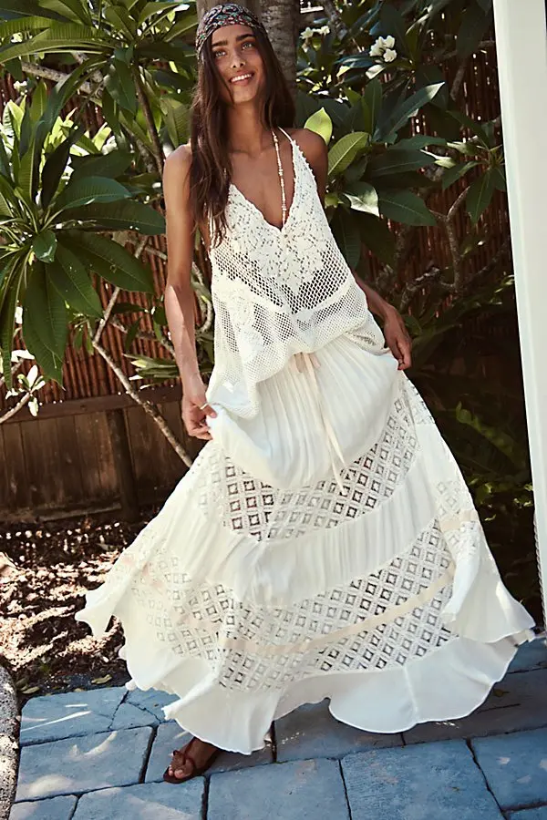 Free People Swept Away Maxi Skirt - Clean Ivory