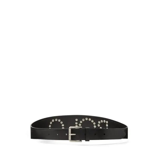 Ralph Lauren Studded Logo Leather Moto Belt
