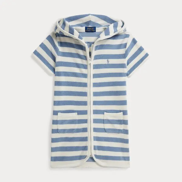 Ralph Lauren Striped Terry Hooded Cover-up - Vessel Blue