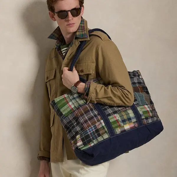 Ralph Lauren Patchwork Madras Tote - Navy Multi
