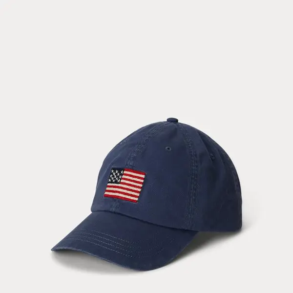 Ralph Lauren Flag-embroidered Twill Cap - Light Navy