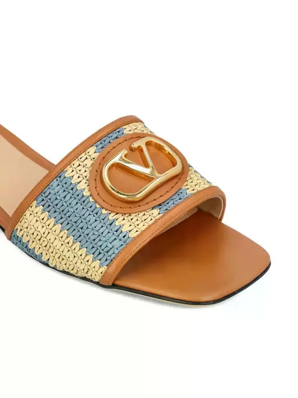 Valentino Garavani Logo-embellished Woven Sandals - Neutrals